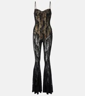 Norma Kamali Lace Flared Jumpsuit - Black
