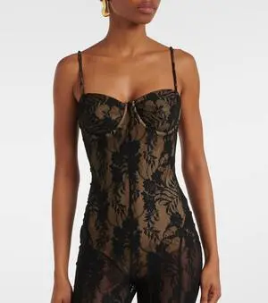 Norma Kamali Lace Flared Jumpsuit