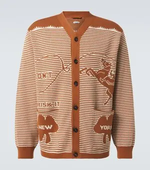 BODE Buckaroo Striped Cotton Cardigan - Brown