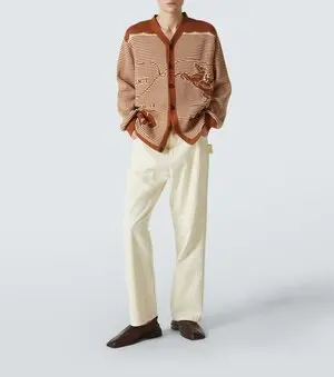 BODE Buckaroo Striped Cotton Cardigan - Brown