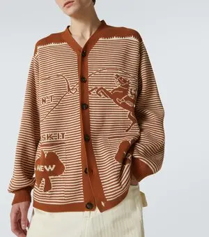 BODE Buckaroo Striped Cotton Cardigan - Brown