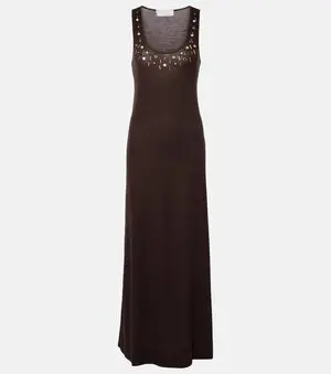 XU ZHI Embellished Wool-blend Maxi Dress - Brown