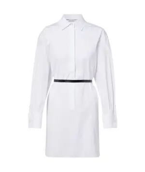 Max Mara Belted Cotton Poplin Shirt Dress - White