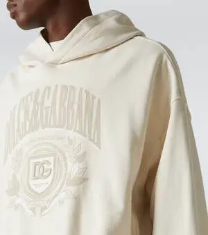 Dolce & Gabbana Embroidered Cotton Jersey Hoodie - Neutrals