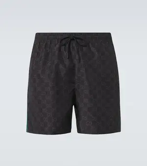 Gucci Web Stripe Gg Swim Trunks - Black