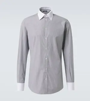 Dolce & Gabbana Striped Cotton Poplin Shirt - Black