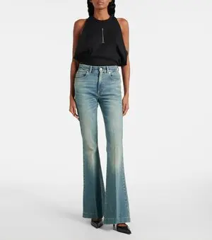 Alexander McQueen Faded Flared Jeans - Blue