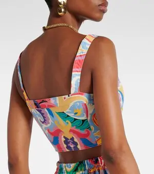 Etro Printed Cropped Cotton Top