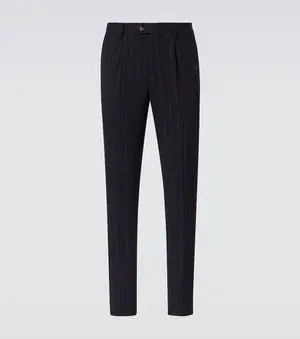 Brunello Cucinelli Chalkstripe Wool Straight Trousers