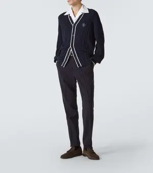Brunello Cucinelli Chalkstripe Wool Straight Trousers