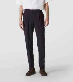 Brunello Cucinelli Chalkstripe Wool Straight Trousers