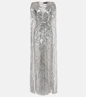 Jenny Packham Gold Rush Sequined Cocktail Dress - Silver