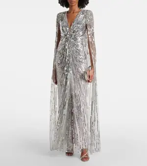 Jenny Packham Gold Rush Sequined Cocktail Dress