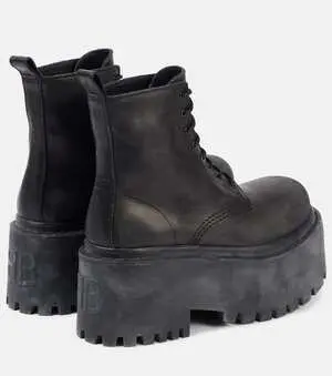 Balenciaga Strike Leather Platform Combat Boots