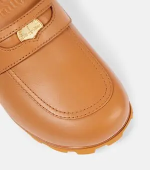 Miu Miu Logo Leather Mules - Brown