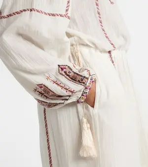 MARANT ETOILE Embroidered Cotton Midi Dress