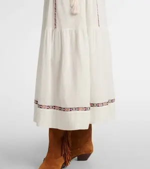MARANT ETOILE Embroidered Cotton Midi Dress