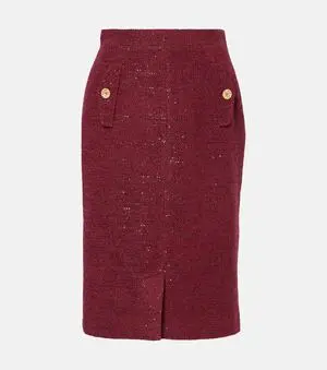 Alessandra Rich Sequined Tweed Pencil Skirt