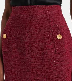Alessandra Rich Sequined Tweed Pencil Skirt