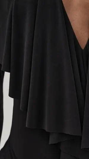 Norma Kamali Long Sleeve Ruffle Mini Dress - Black
