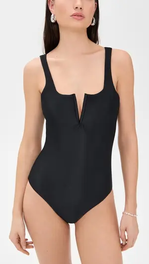 Beach Riot Ribbed One Piece Swimsuit - Black