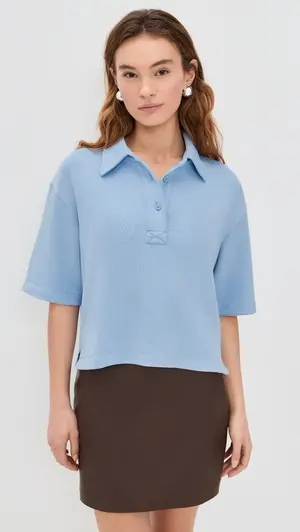 LE BOP Josephine Polo Top - Chambray Blue