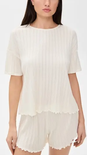 Eberjey Pointelle Short Sleeve Tee