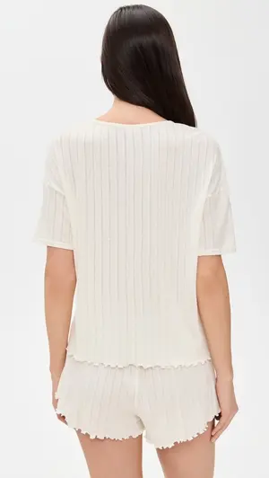 Eberjey Pointelle Short Sleeve Tee