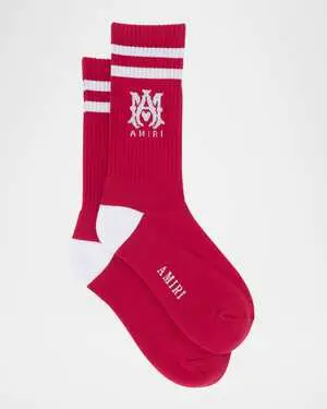 Amiri Ma Stripe Crew Socks - Varsity Red