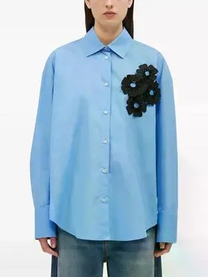 MSGM Floral-appliqué Shirt