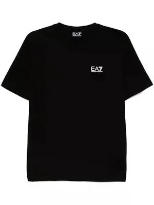 EA7 Logo-print Cotton T-shirt - Black