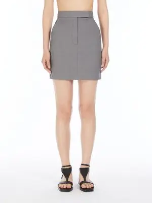 Max Mara Wool Cloth Mini Skirt - Light Grey