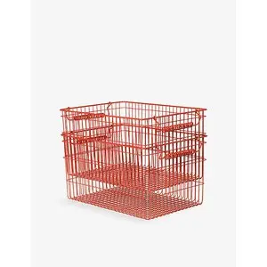 FERM LIVING Cala Stackable Metal Baskets Set Of Two - Poppy Red