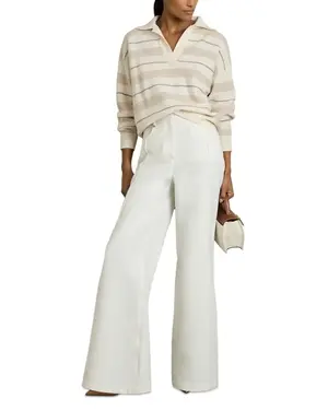REISS Wool-blend Striped Polo Sweater