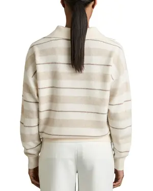 REISS Wool-blend Striped Polo Sweater