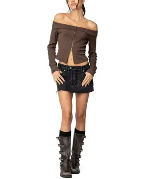 EDIKTED Clarissa Fold Over Ribbed Top