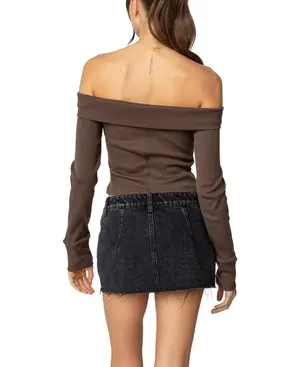EDIKTED Clarissa Fold Over Ribbed Top