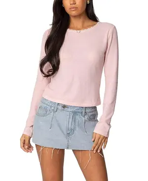 EDIKTED Rosemarie Lacey Waffle Top