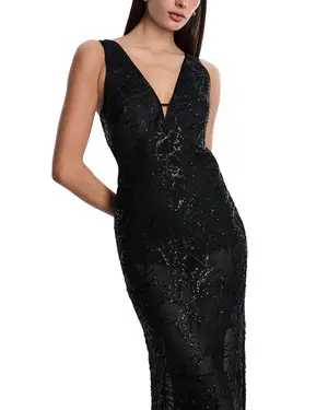 Bcbgmaxazria Embellished Cutout Gown