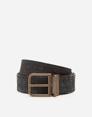 Dolce & Gabbana Crocodile Effect Belt - Black