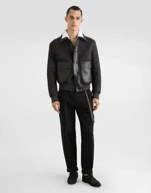 Dolce & Gabbana Leather And Raffia Mesh Jacket