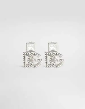 Dolce & Gabbana Rhinestone Dg Logo Earrings - Silver