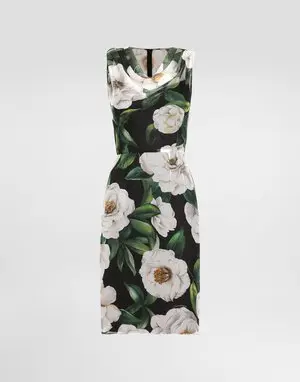 Dolce & Gabbana Gardenia- Chiffon Midi Dress - Print