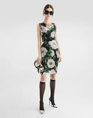 Dolce & Gabbana Gardenia- Chiffon Midi Dress - Print