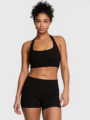 Pink All-day Cotton Foldover 3" Bike Shorts - Black