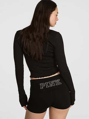 Pink All-day Cotton Foldover 3" Bike Shorts - Black