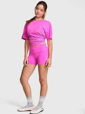 Pink All-day Cotton Foldover 3" Bike Shorts - Pink