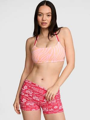 Pink All-day Cotton Foldover 3" Bike Shorts - Print