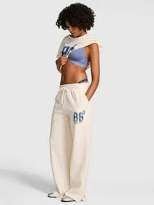 Mid-Rise Drawstring Fleece Sweatpants for Women