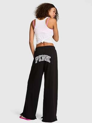 Pink Campus Fleece™ Wide-Leg Split-Hem Sweatpants Black